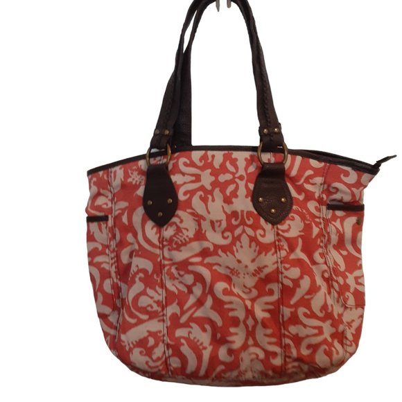Estee Lauder | Bags | Vintage Red White Floral Estee Lauder Purse Brown ...